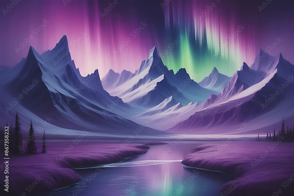 Northern lights painting The most common colors are green, red and blue ...