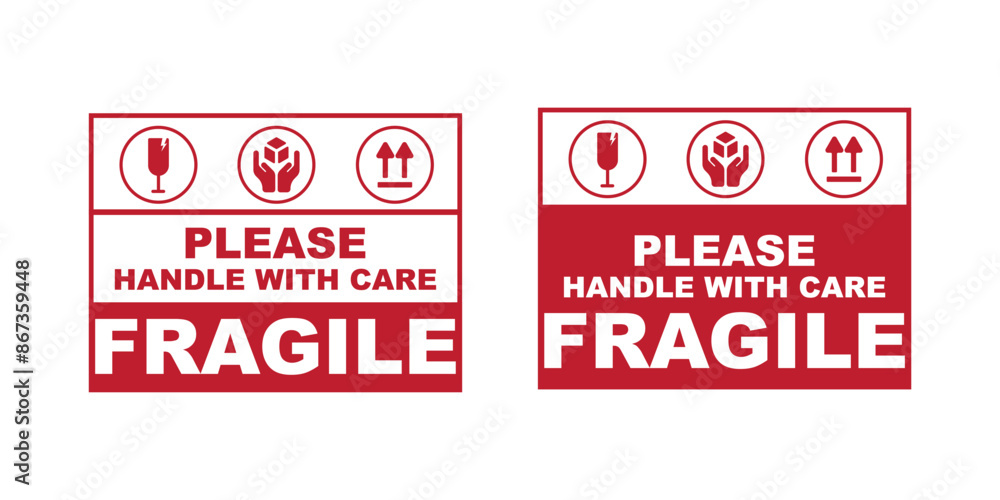Vector illustration of Fragile, Handle with Care or Package Label ...