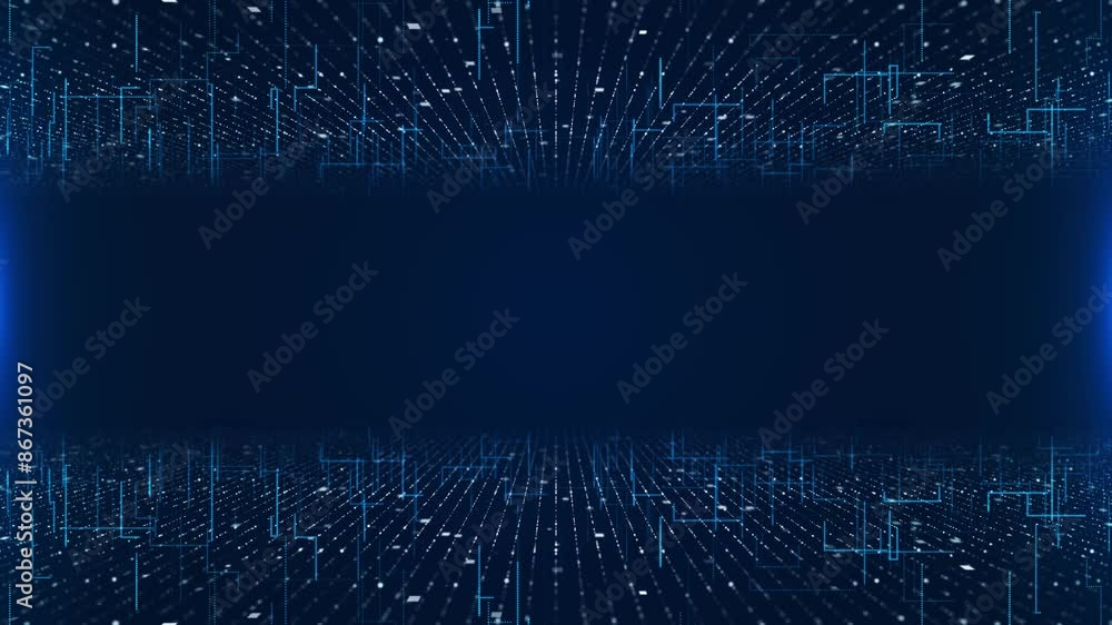 Futuristic Cyberspace big data Deep cyber stage waves lights, digital ...