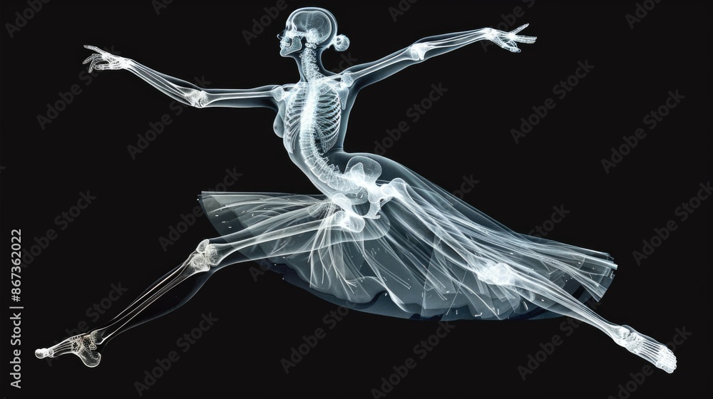 An x-ray of a human skeleton demonstrates a beautiful ballet dance ...