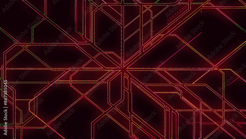 Abstract colored lines on a dark background. Growing public transport ...