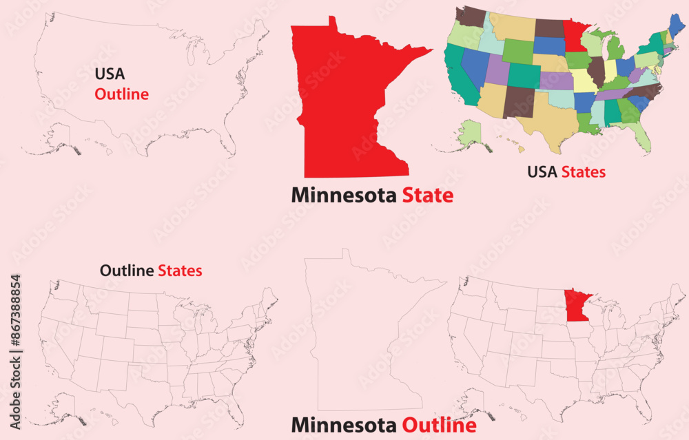 Minnesota map vector of usa, Minnesota line map, Minnesota with city ...