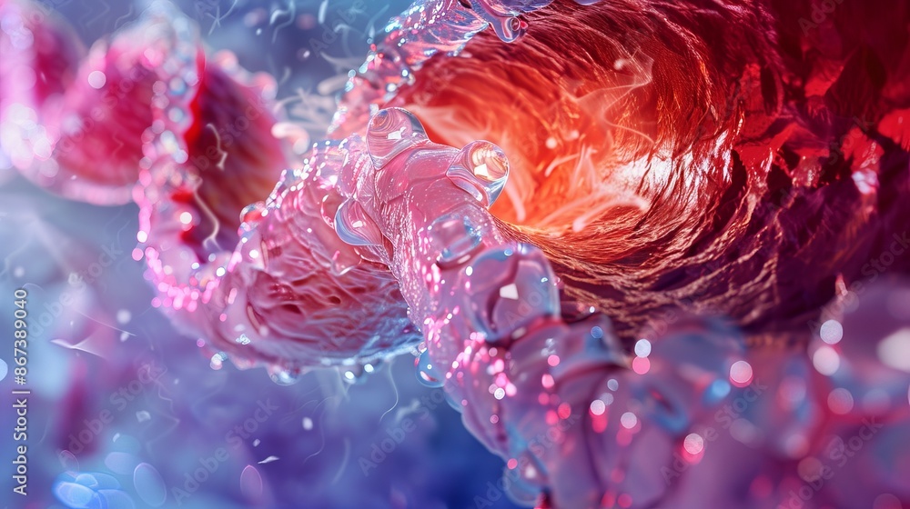 A highly detailed visual representation of the esophagus, showing signs ...