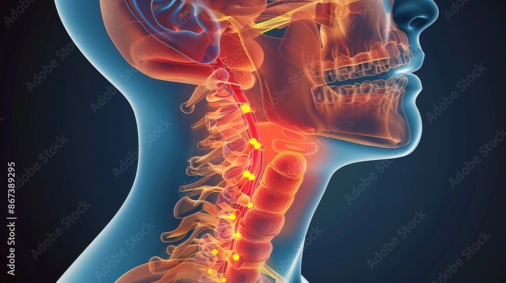 A detailed depiction of the interior of the esophagus showing ...