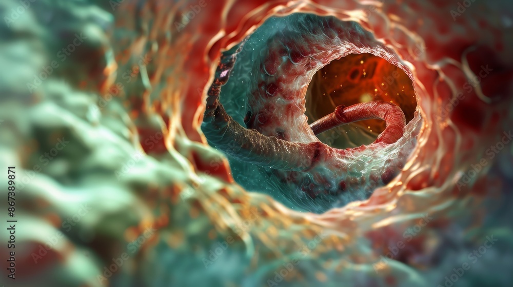 A detailed medical illustration showing the inner lining of the ...