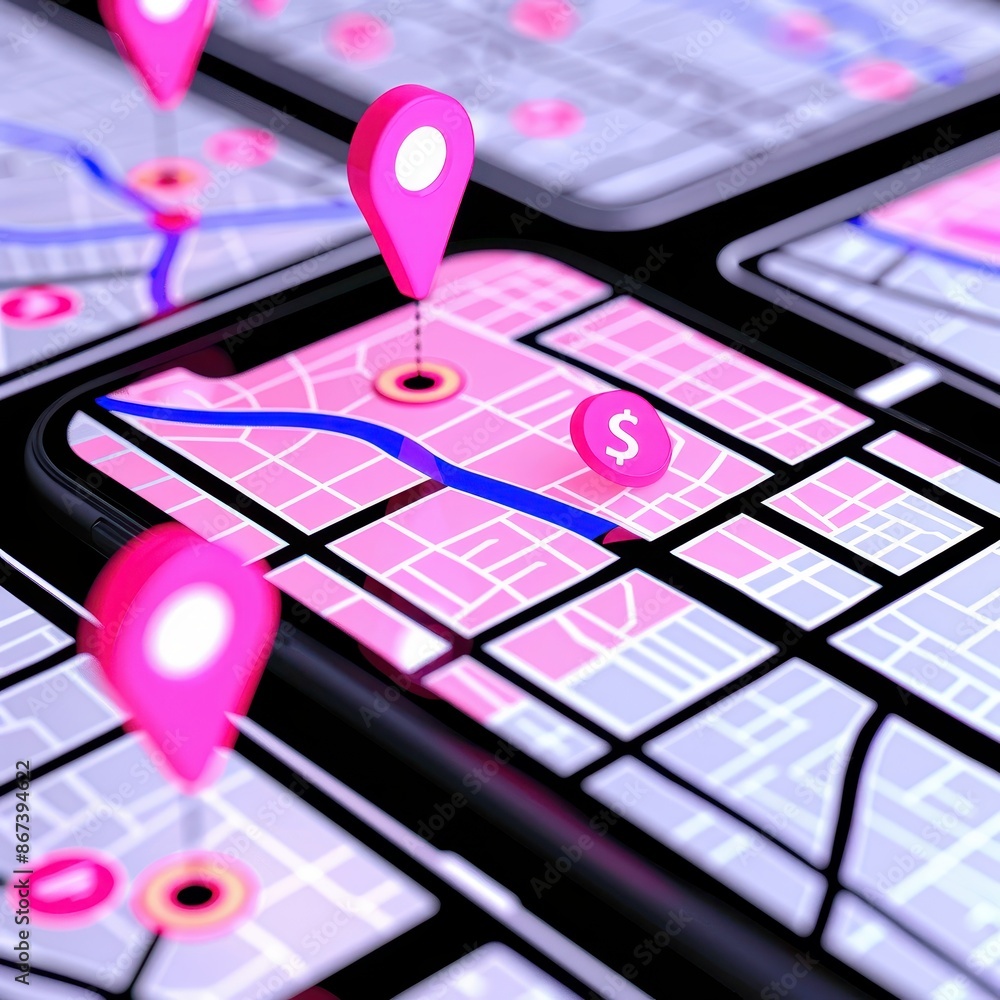 Interactive map for a travel app with custom icons and markers, figma ...