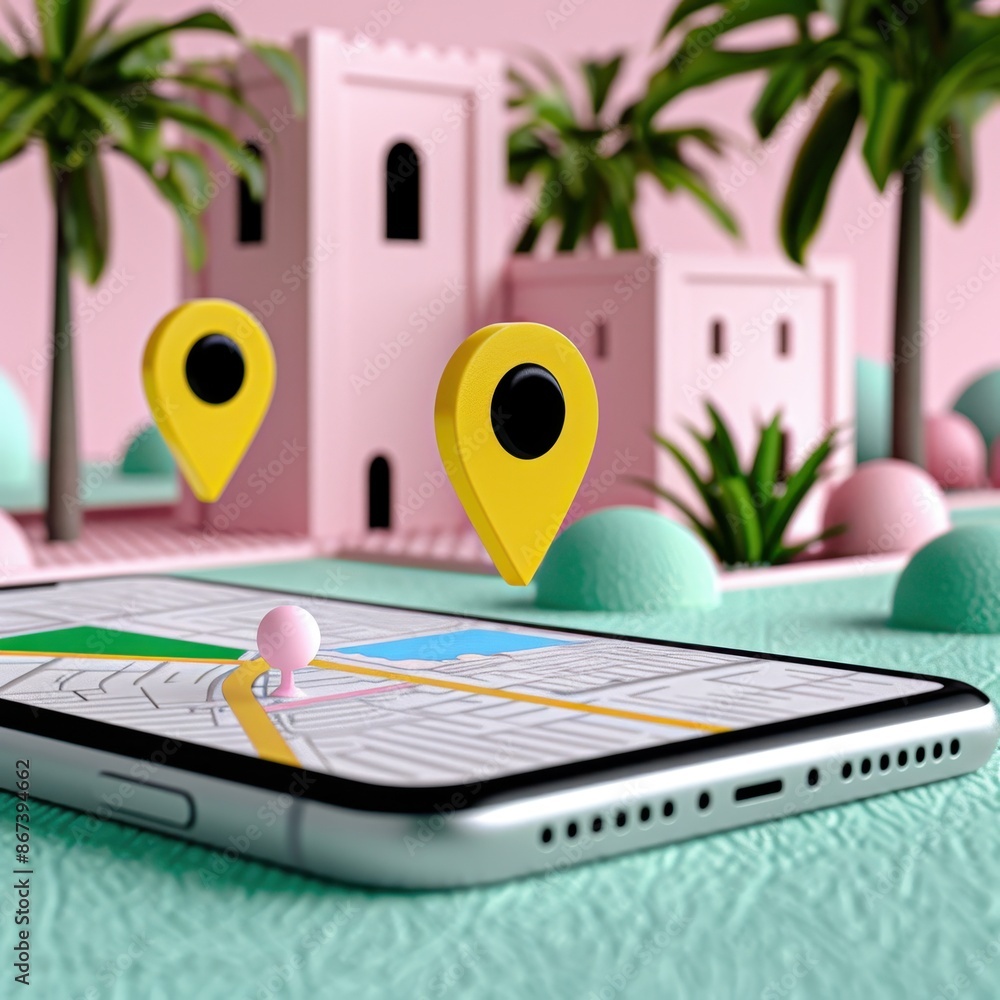 Interactive map for a travel app with custom icons and markers, figma ...