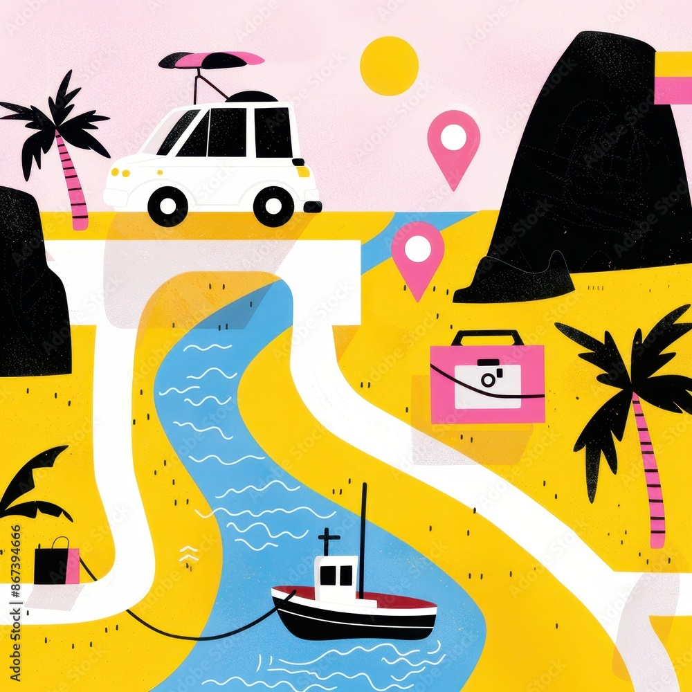 Interactive map for a travel app with custom icons and markers, figma ...