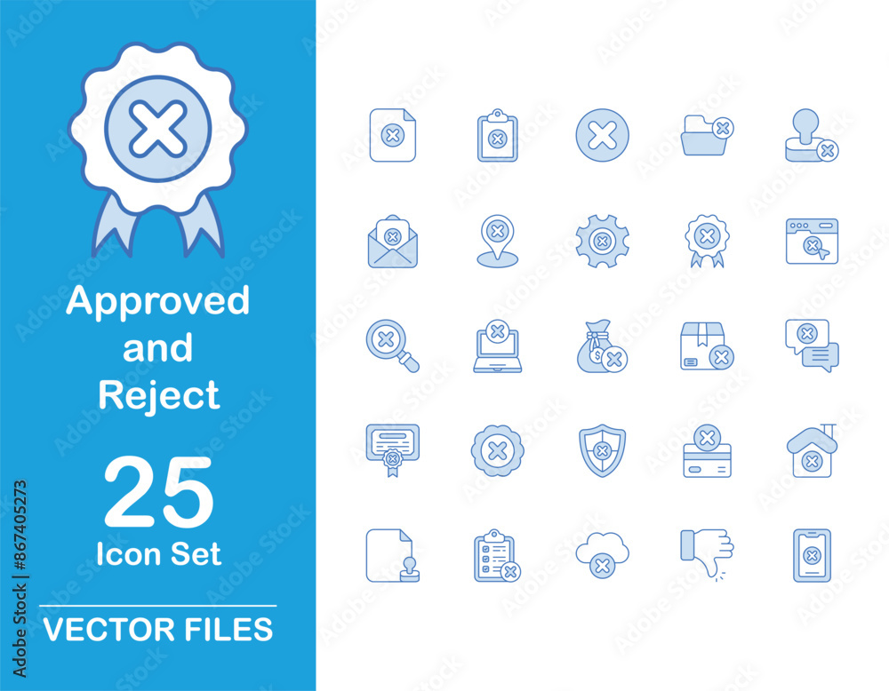 Approved and Reject icons set design with white background stock ...