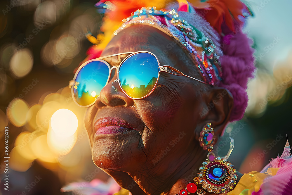 Inclusive pride month concept of a senior black african american drag ...