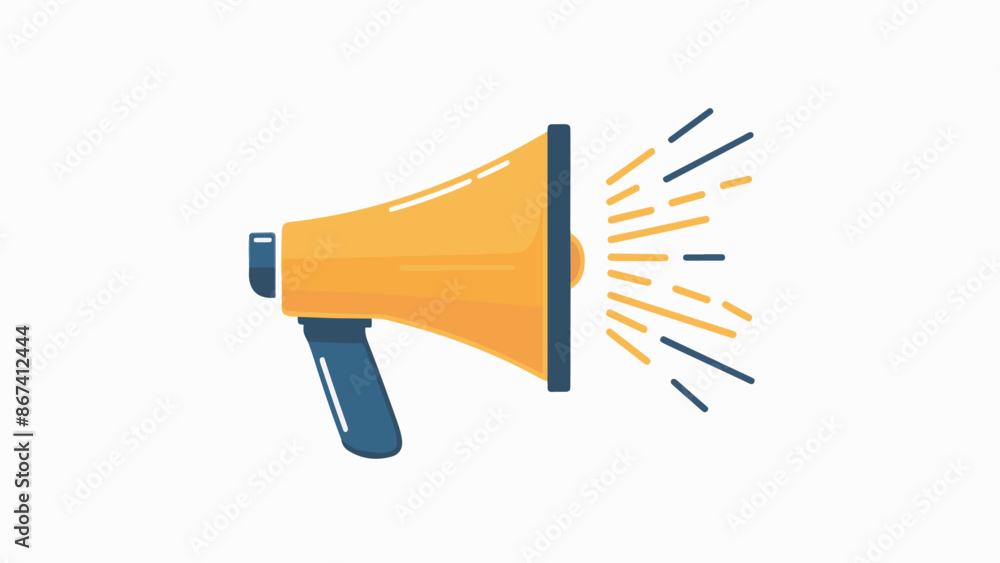A stylized illustration of a megaphone. The megaphone is predominantly ...