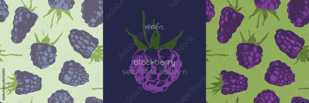Abstract blackberry hand drawn illustrations. Blackberries seamless ...