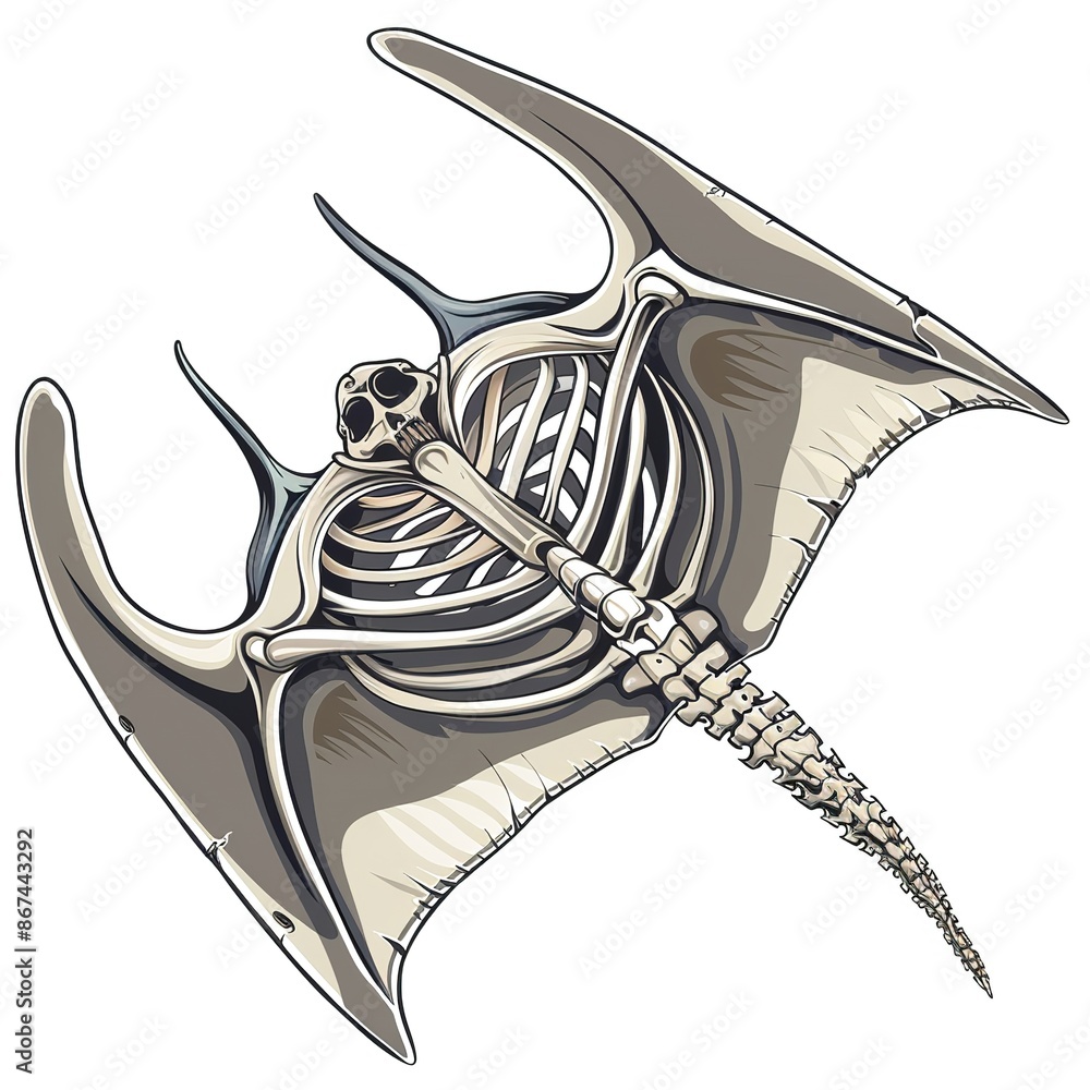 Manta Ray skeleton cartoon isolated whitebackground Stock Illustration ...