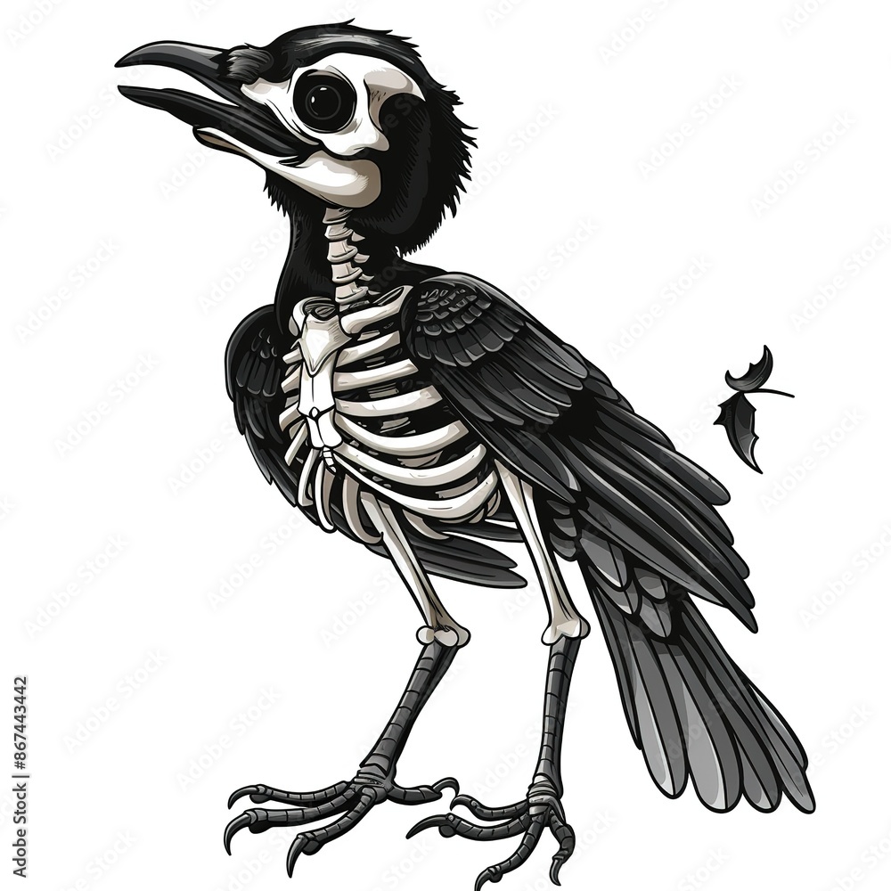 Magpie skeleton cartoon isolated whitebackground Stock Illustration ...