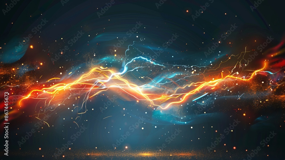 An electrifying image depicting the flow of a vivid electric surge ...