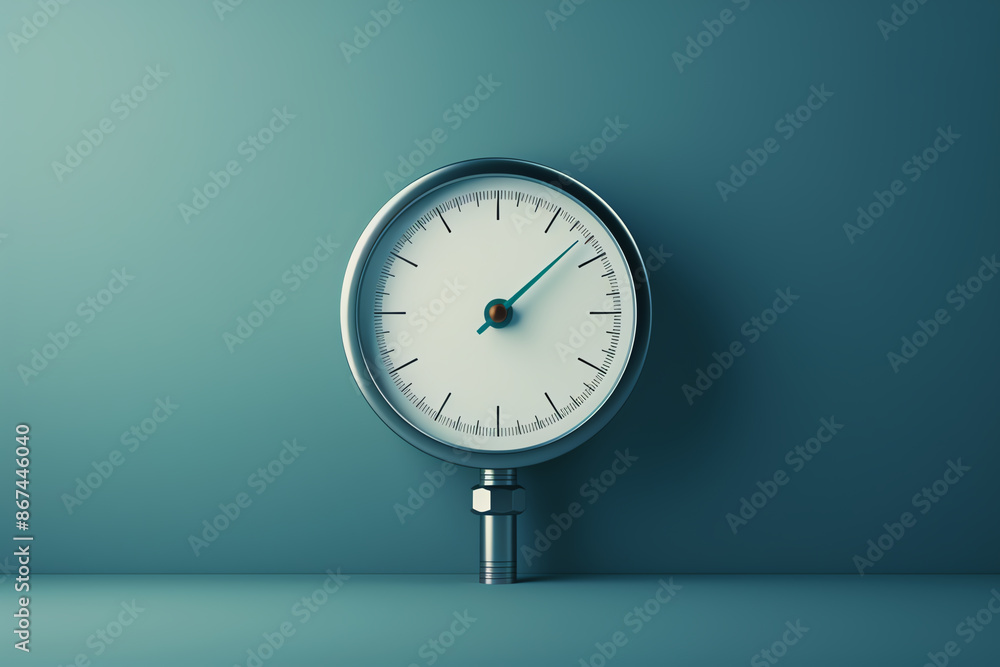 pressure gauge flat design, front view, industrial theme, 3D render ...