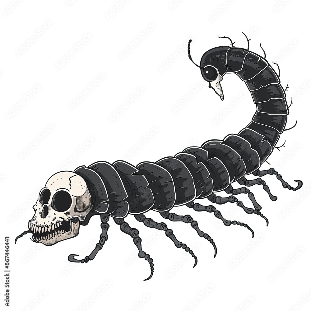 Millipede skeleton cartoon isolated whitebackground Stock Illustration ...