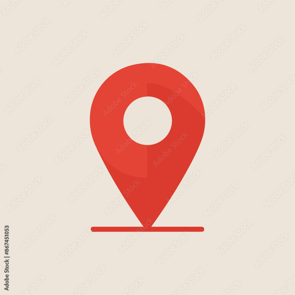 A red location pin icon. The pin is designed with a rounded top, resembling a location marker ...
