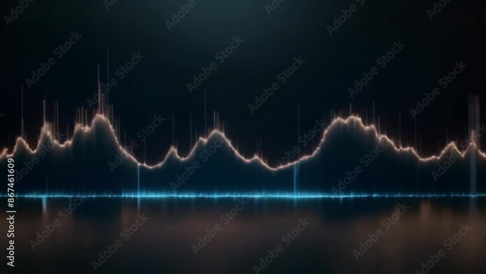 Audio spectrum voice neon sign concept radio sound wave and disco music ...