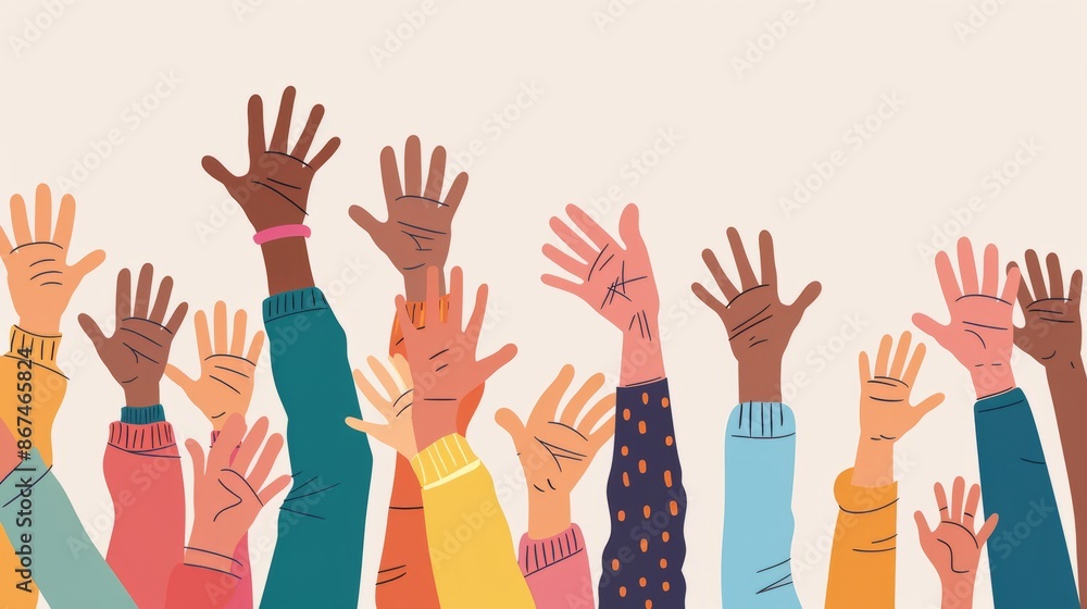 Diverse community unity: colorful open hands design symbolizing ...