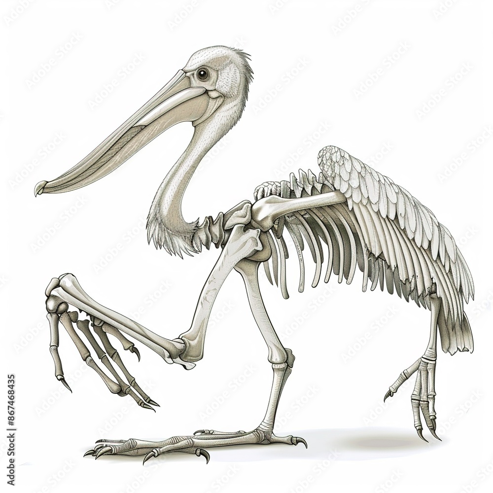 Pelican skeleton cartoon isolated whitebackground Stock Illustration ...