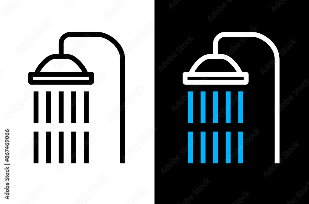 Shower icon. Designation of a shower stall on the beach. Shower head ...