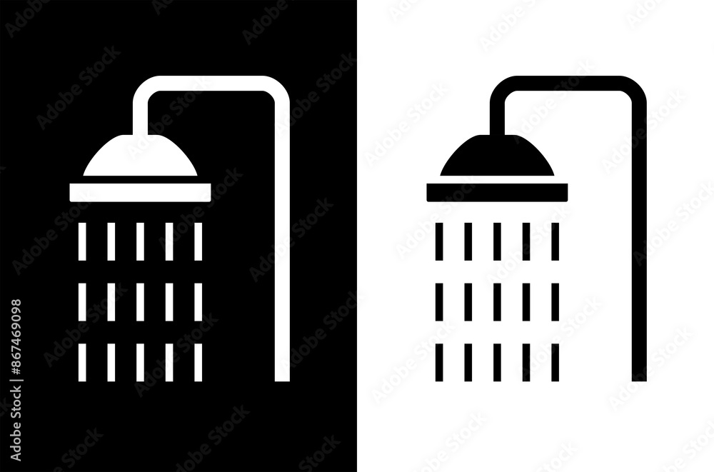 Shower icon. Designation of a shower stall on the beach. Shower head ...