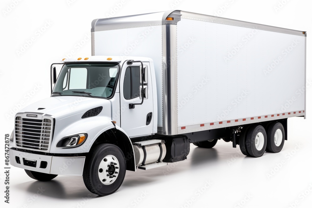 Versatile isolated white freightliner cargo truck on plain background ...