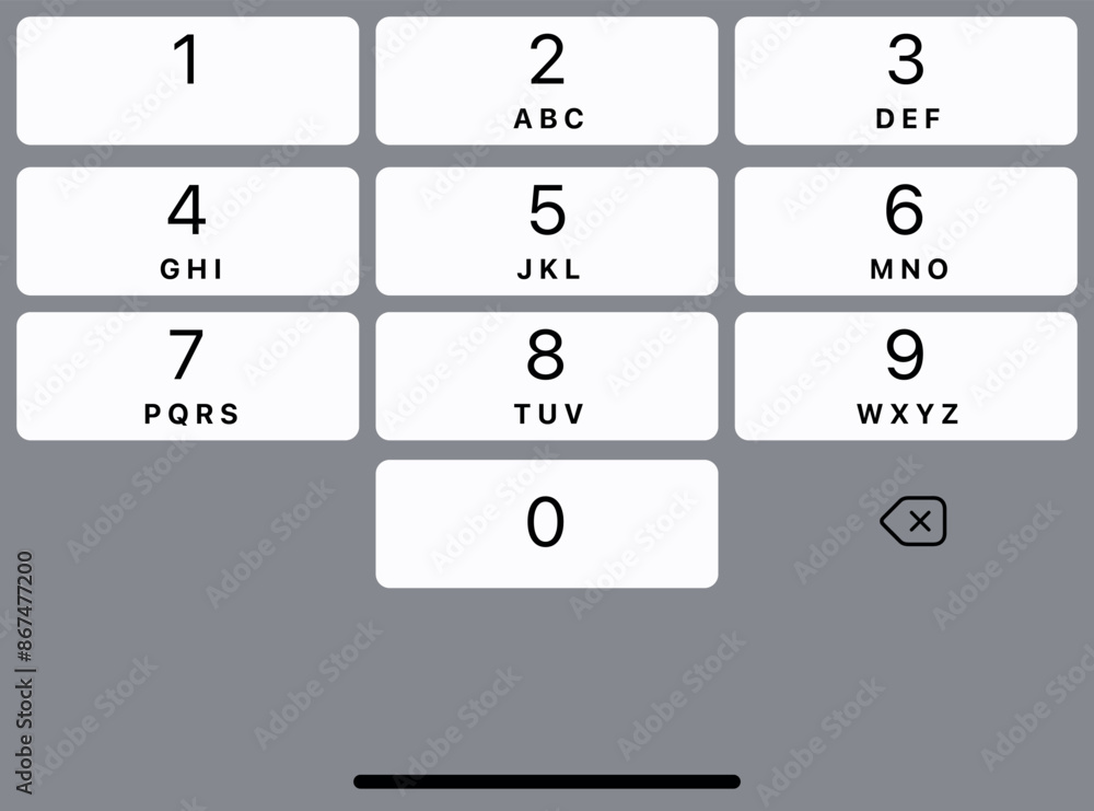 Smartphone dial keypad with numbers and letters. Interface keypad for touchscreen device ...