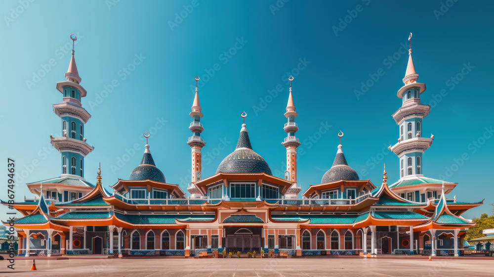 The beautiful grand mosque of West Sumatra features amazing Minangkabau ...