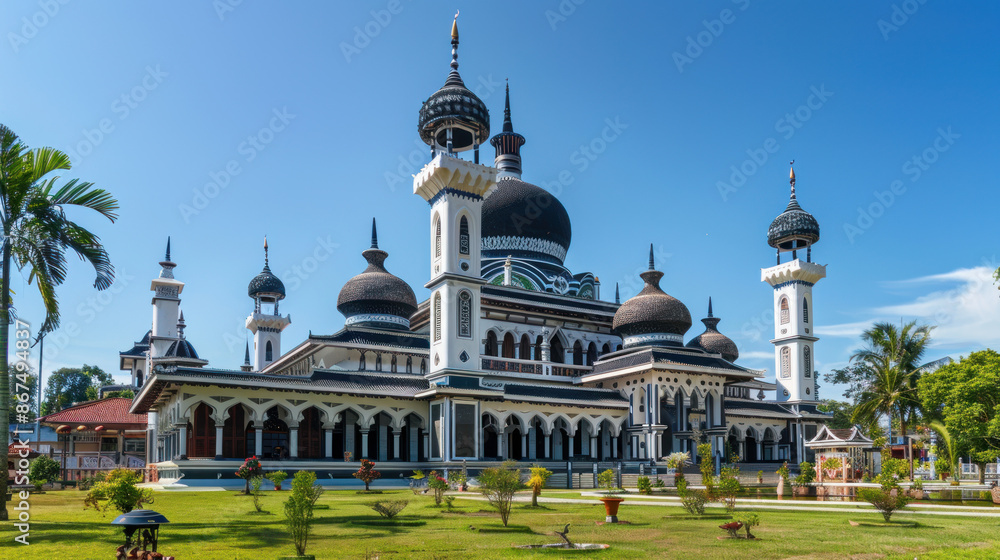 The beautiful grand mosque of West Sumatra features amazing Minangkabau ...
