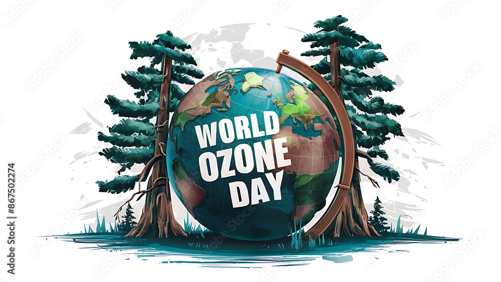 Ozone Day, And. World Ozone Day, Poster, with. World Ozone Day Poster, Globe surrounded by trees ...