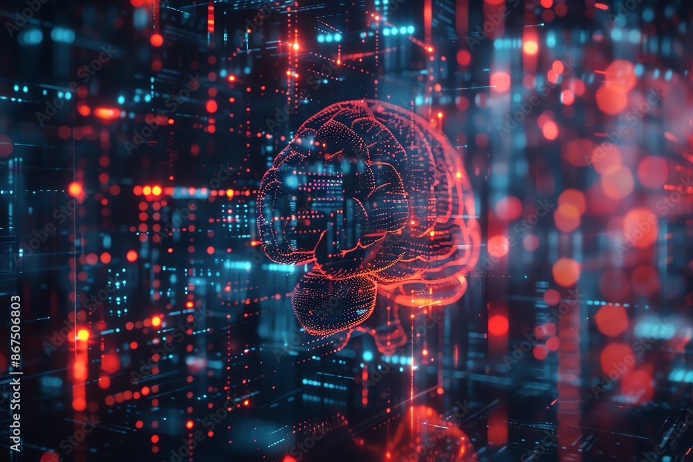 Logical thinking, double exposure brain and code, holographic analysis ...