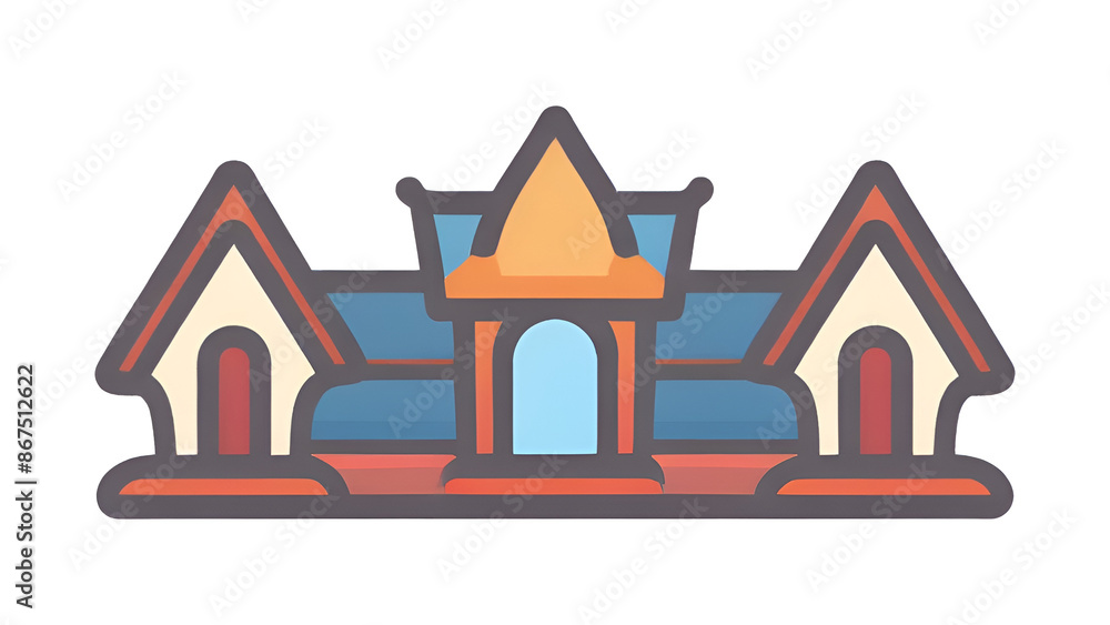 Icons of Thai temples and stupas with transparent backgrounds ...