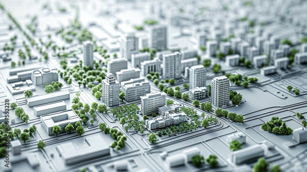 Urban Planning Blueprint: Detailed Layout of Residential, Commercial ...