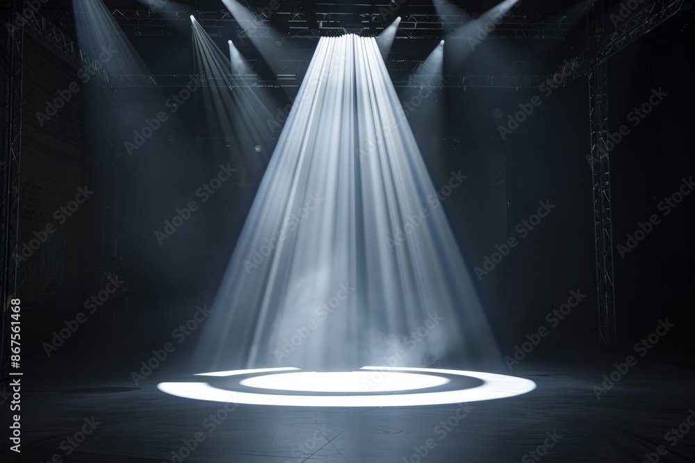 Epic Light Show: Dramatic Spotlight Effect in Dark Concert Hall Stock ...
