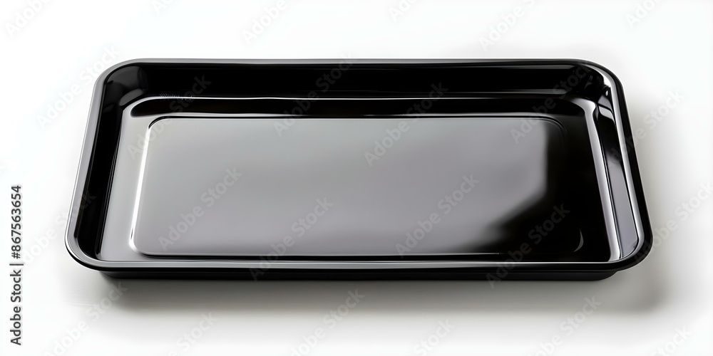 Mockup of black food tray with white background for restaurant use ...