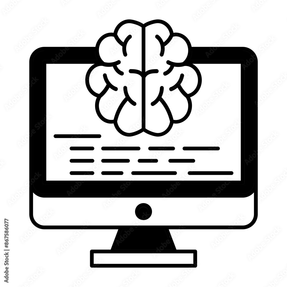 Vecteur Stock Machine Learning Concept, Artificial Intelligence Algorithm Vector Icon Design ...