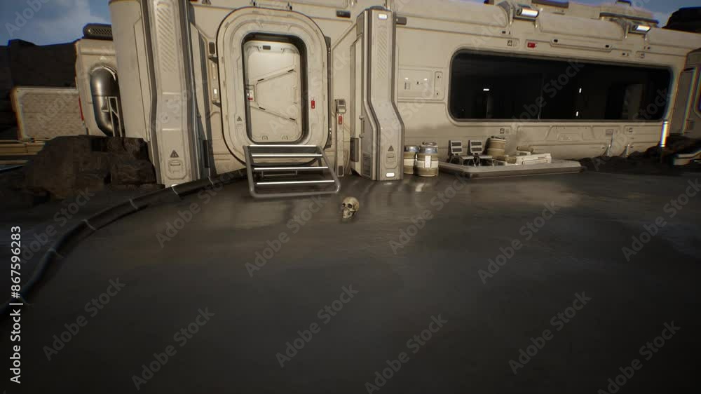 CGI POV footage of first person post-apocalyptic horror quest videogame ...