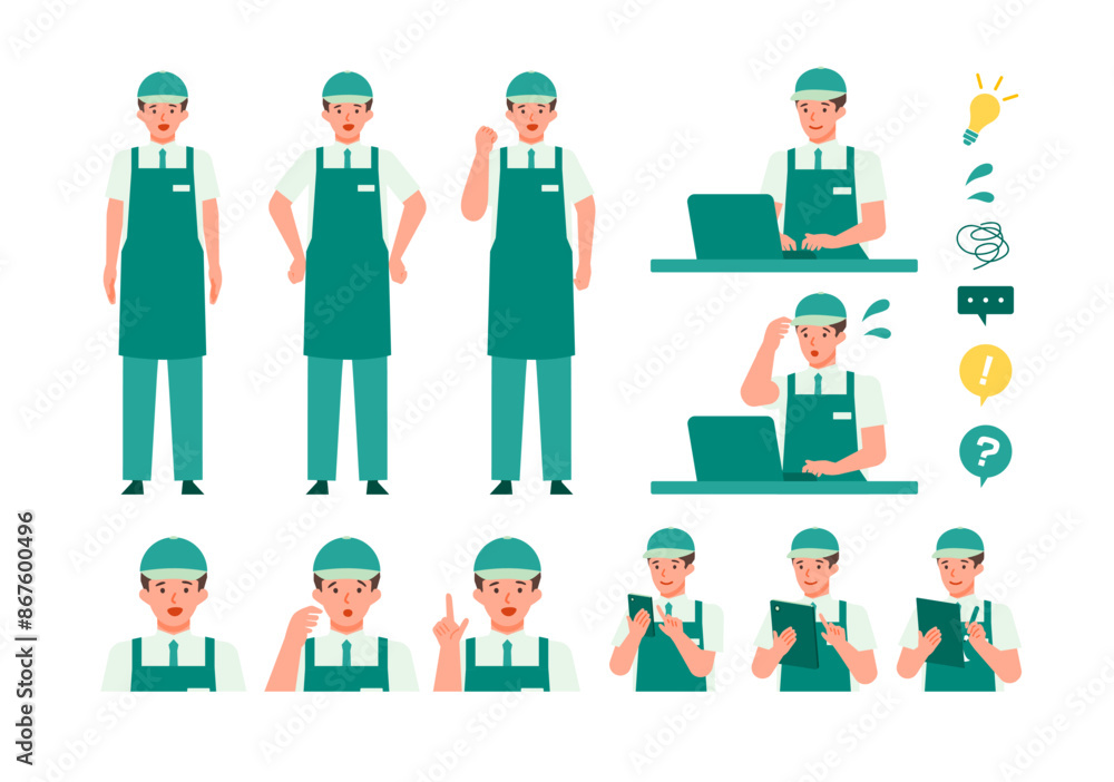 Working man. Concept for Problem Solving. Man cartoon character head ...