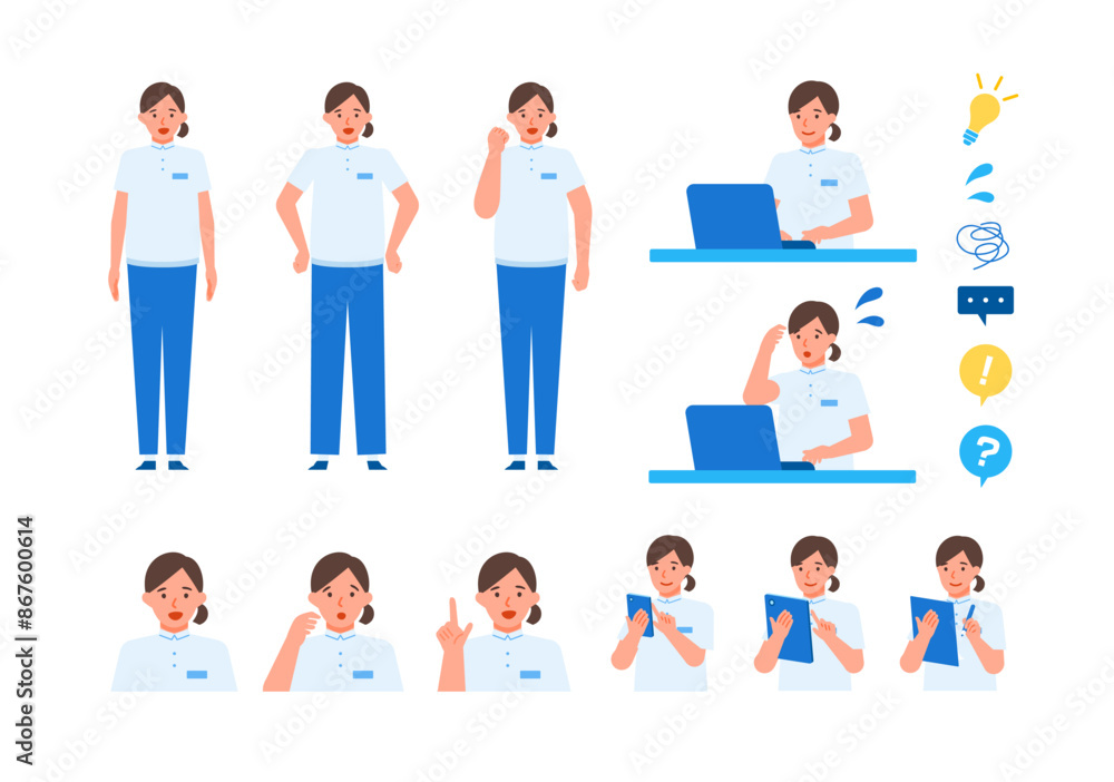 Working Woman. Concept for Problem Solving. Woman cartoon character ...