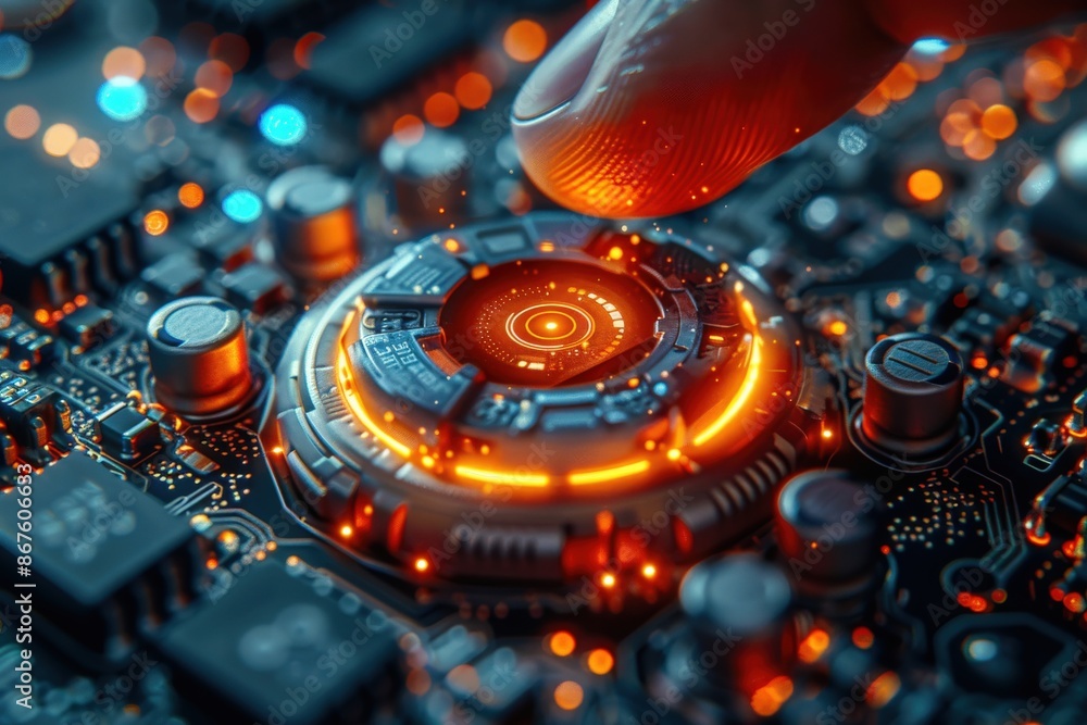 Powering Smartwatch Pressing the power button on a smartwatch, screen ...