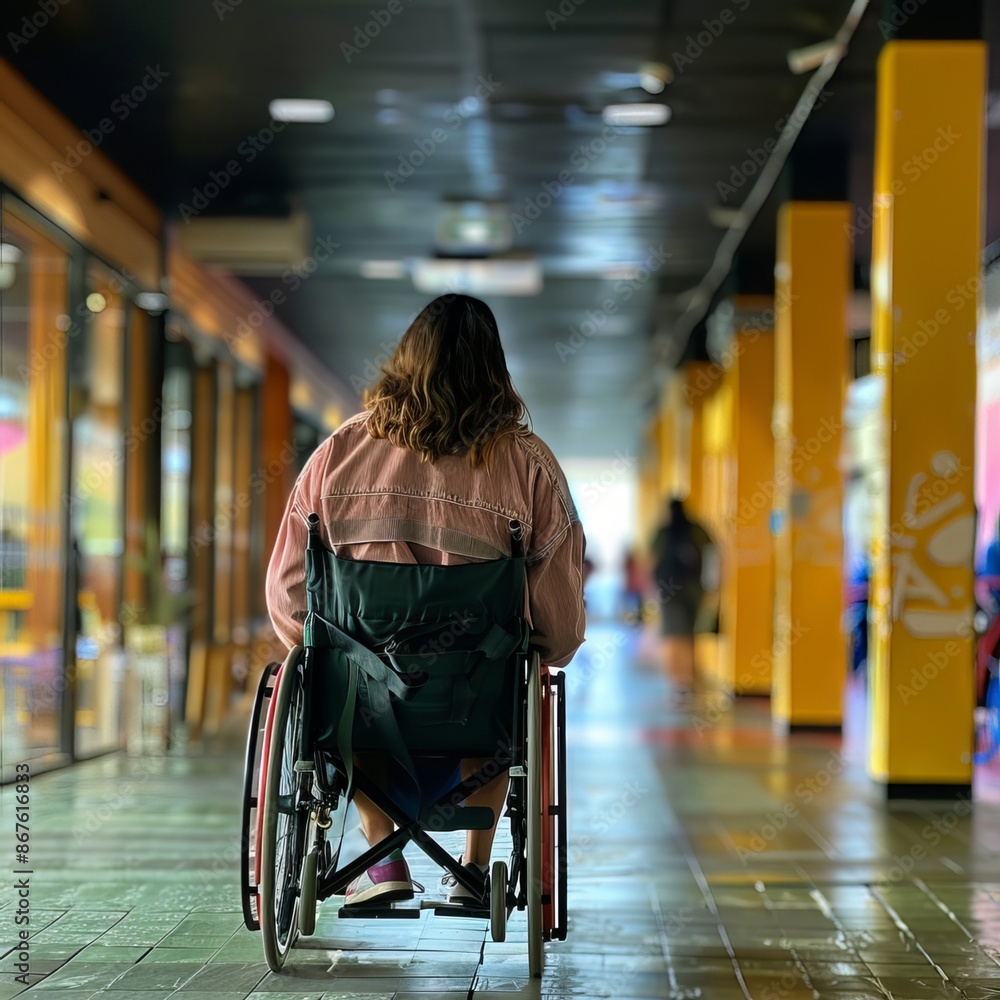 Set of Disabled People On Wheelchairs Using Ramps To Access Buildings ...