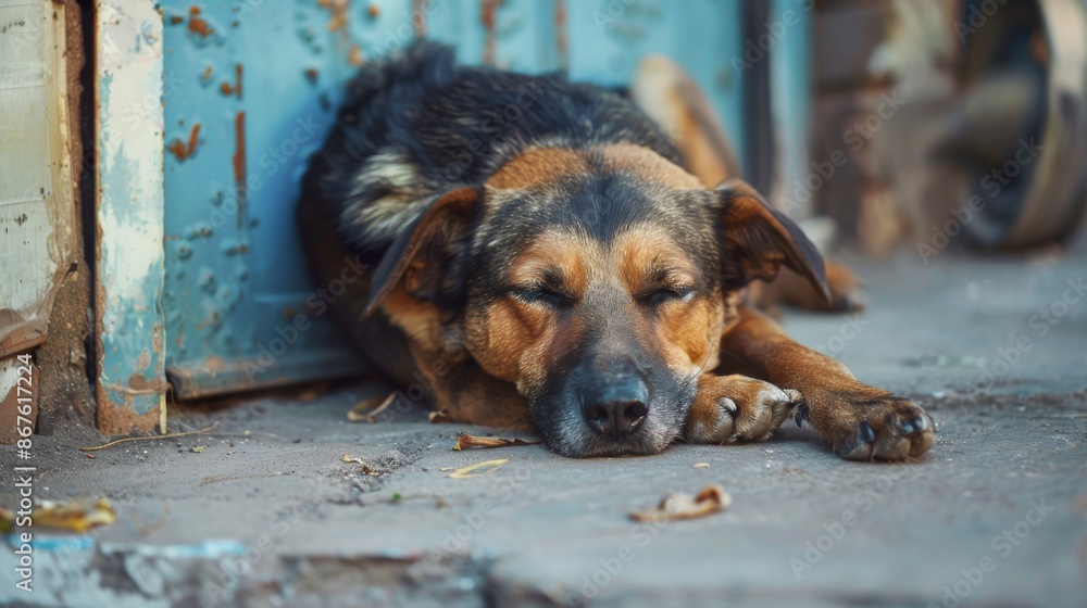 Lonely Dog Waiting with a Sad Expression in Front of the House ...