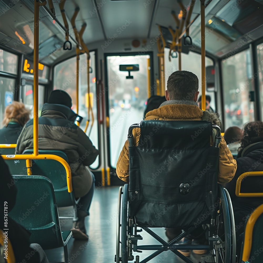 Set of Disabled People On Wheelchairs Using Ramps To Access Buildings ...
