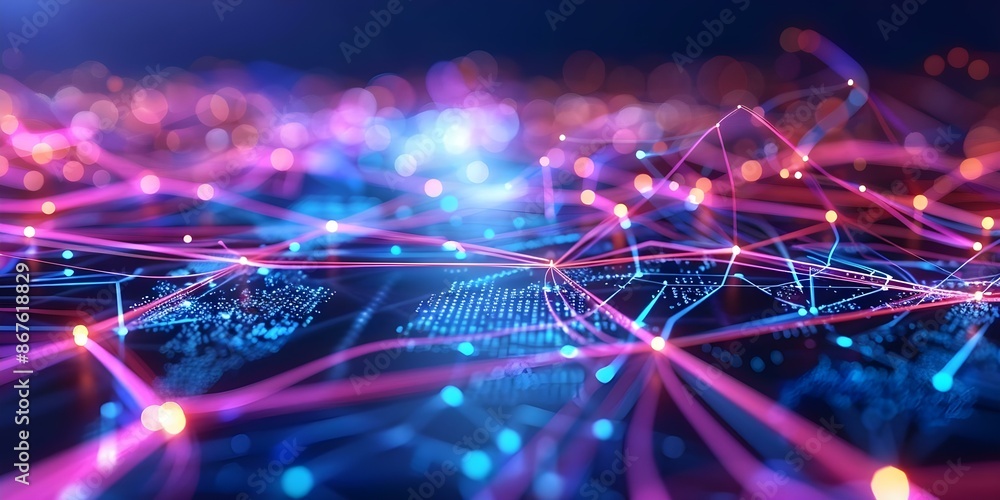 Visualizing Data Flow On Digital Map Shows Cloud Computing Network Connections Concept Data