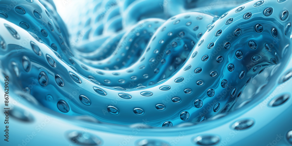 Intricate Intertwining of Fluid Dynamics and Surface Tension: Detailed Visualization of Blue ...