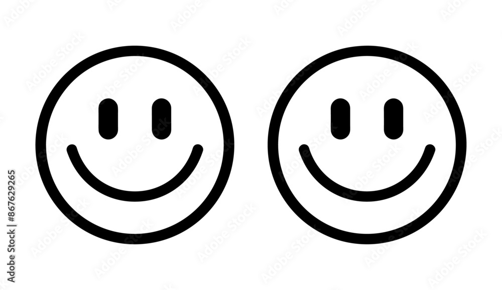 Vetor de Smiley face or emoticon happy line art icon for apps and ...