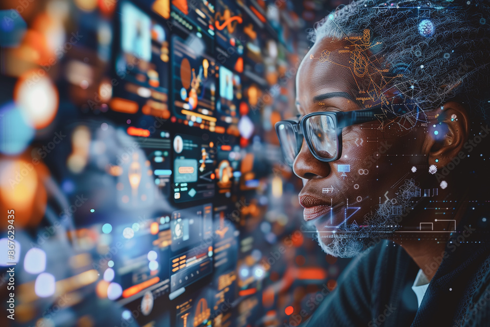 AI (Artificial Intelligence) concept. Deep learning. GUI (Graphical ...