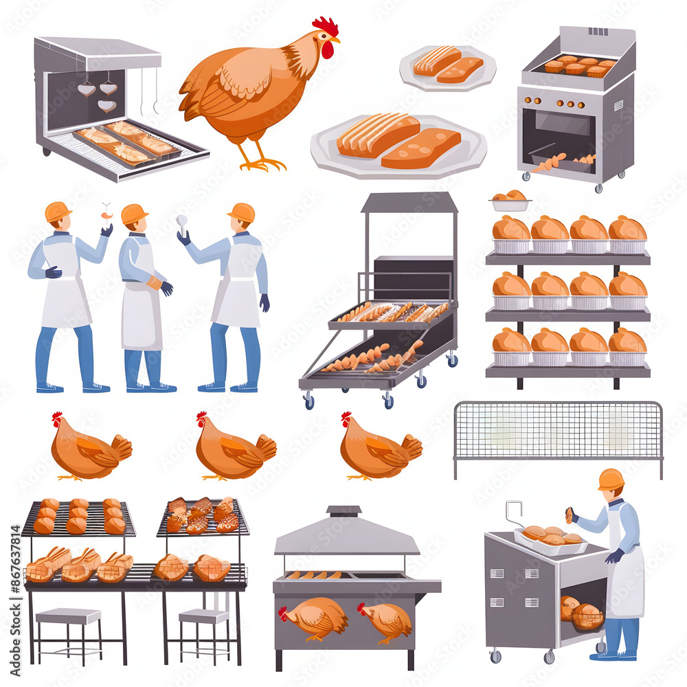 poultry farming, meat production vector infographic. chicken factory ...